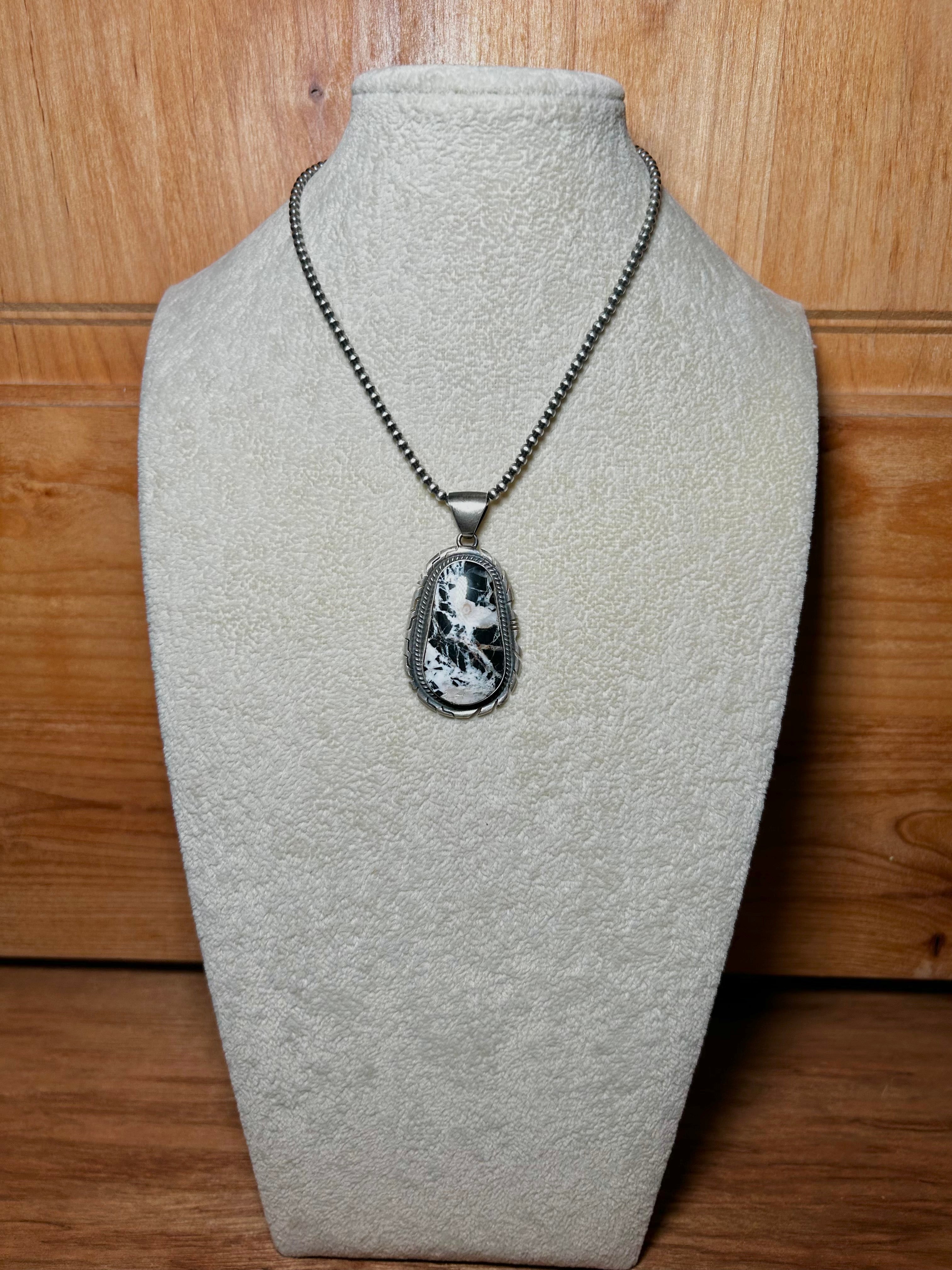 Peggy Skeets White Buffalo & Sterling Silver Pendant