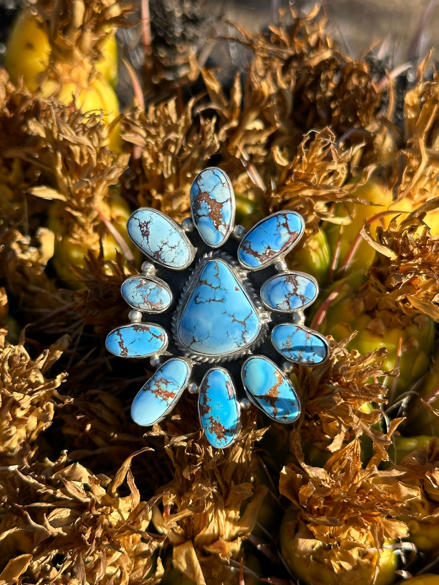 Thomas Francisco Golden Hills Turquoise & Sterling Silver Cluster Adju