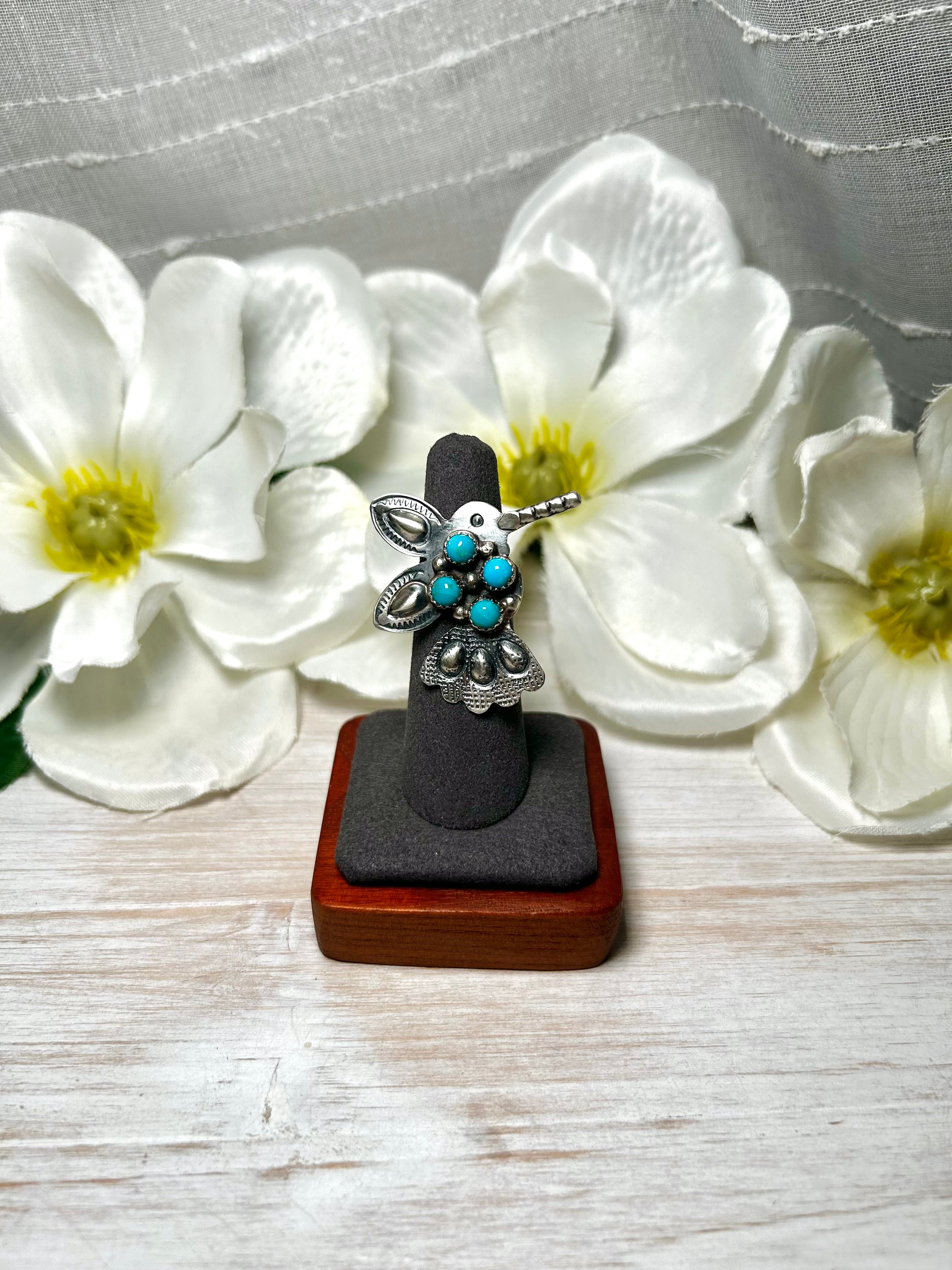 Tim Yazzie Kingman Turquoise & Sterling Silver Adjustable Ring