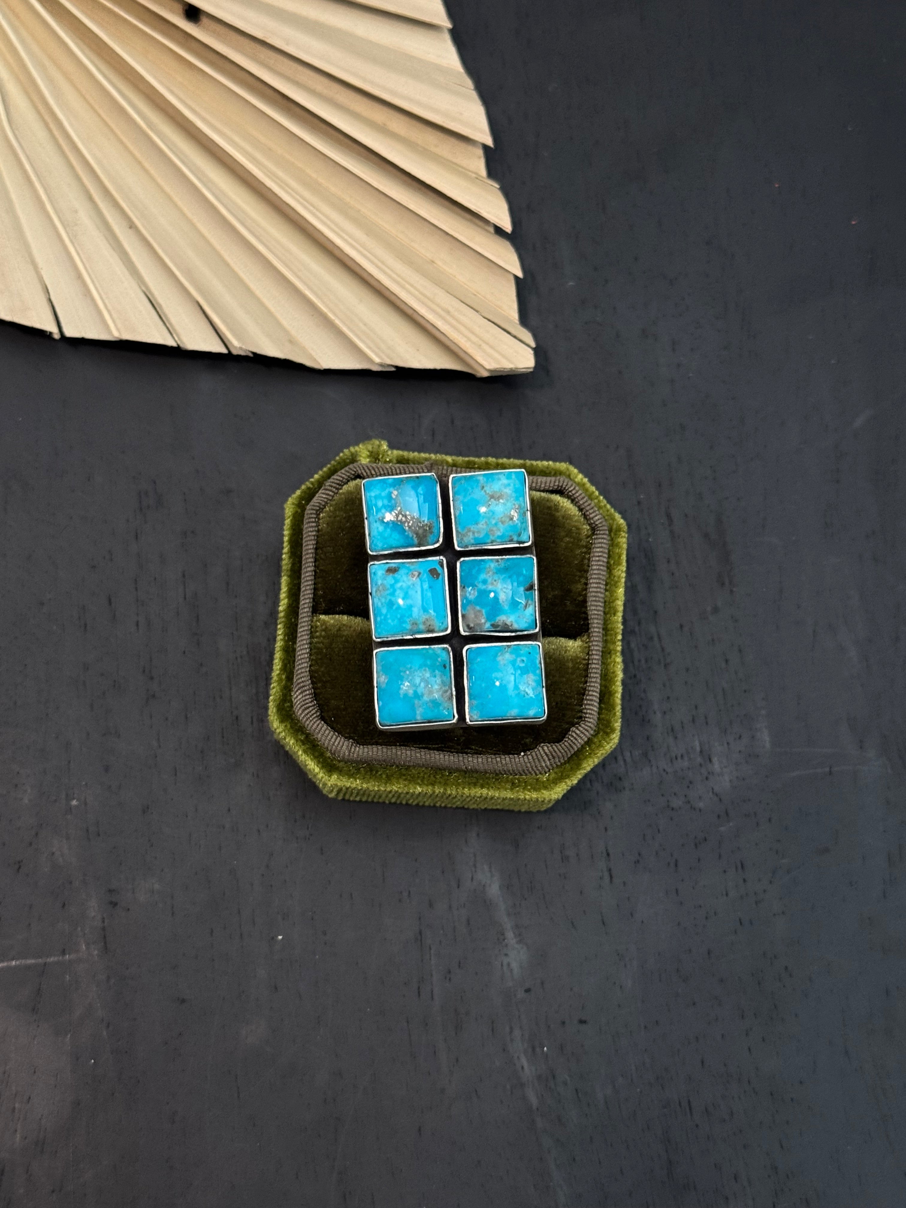 Russell Sam Kingman Turquoise & Sterling Silver Adjustable Ring