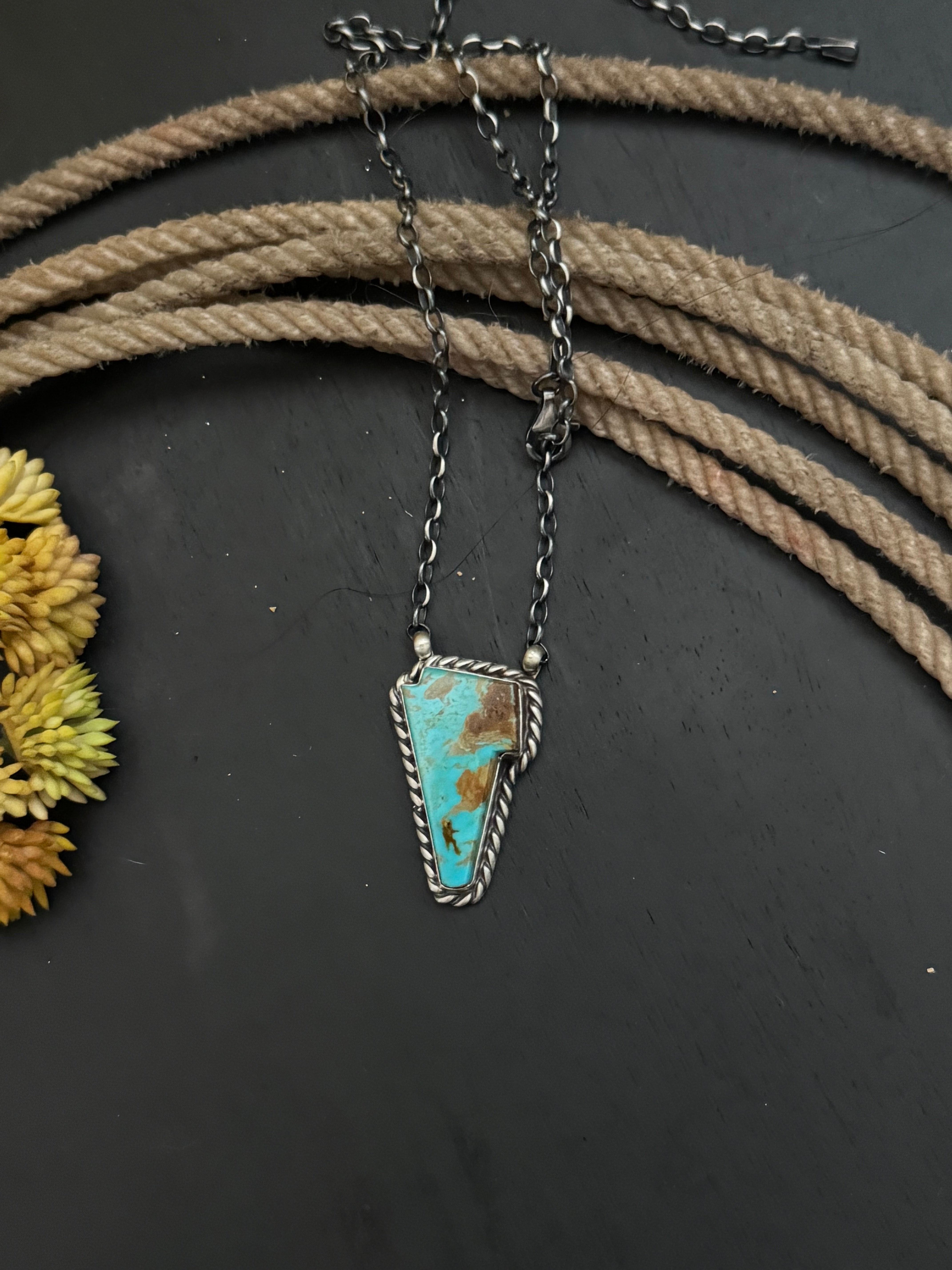 Donovan Skeets Kingman Turquoise & Sterling Silver Lightning Bolt Neck