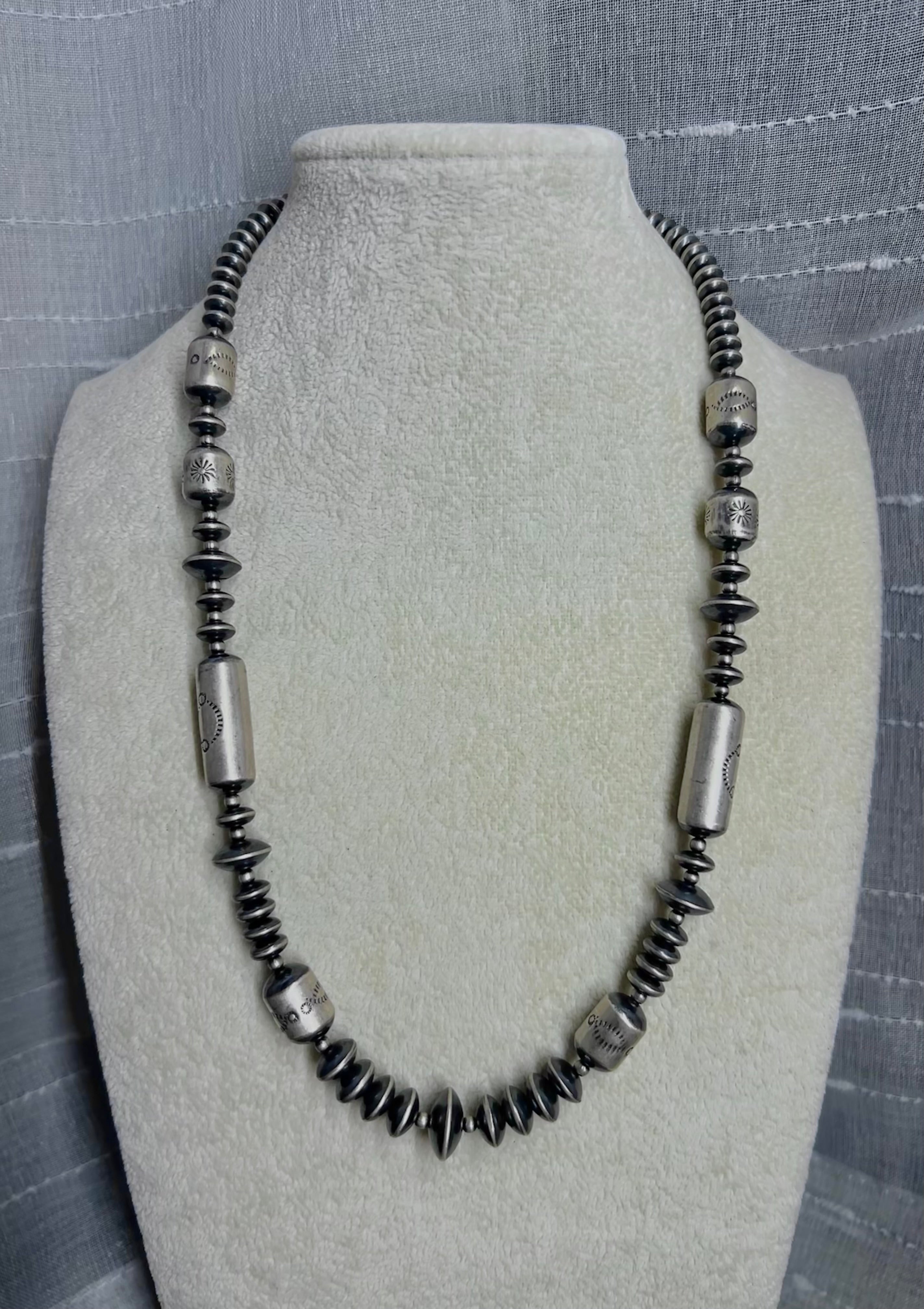 Southwest Handmade Sterling Sliver Pearl Necklace