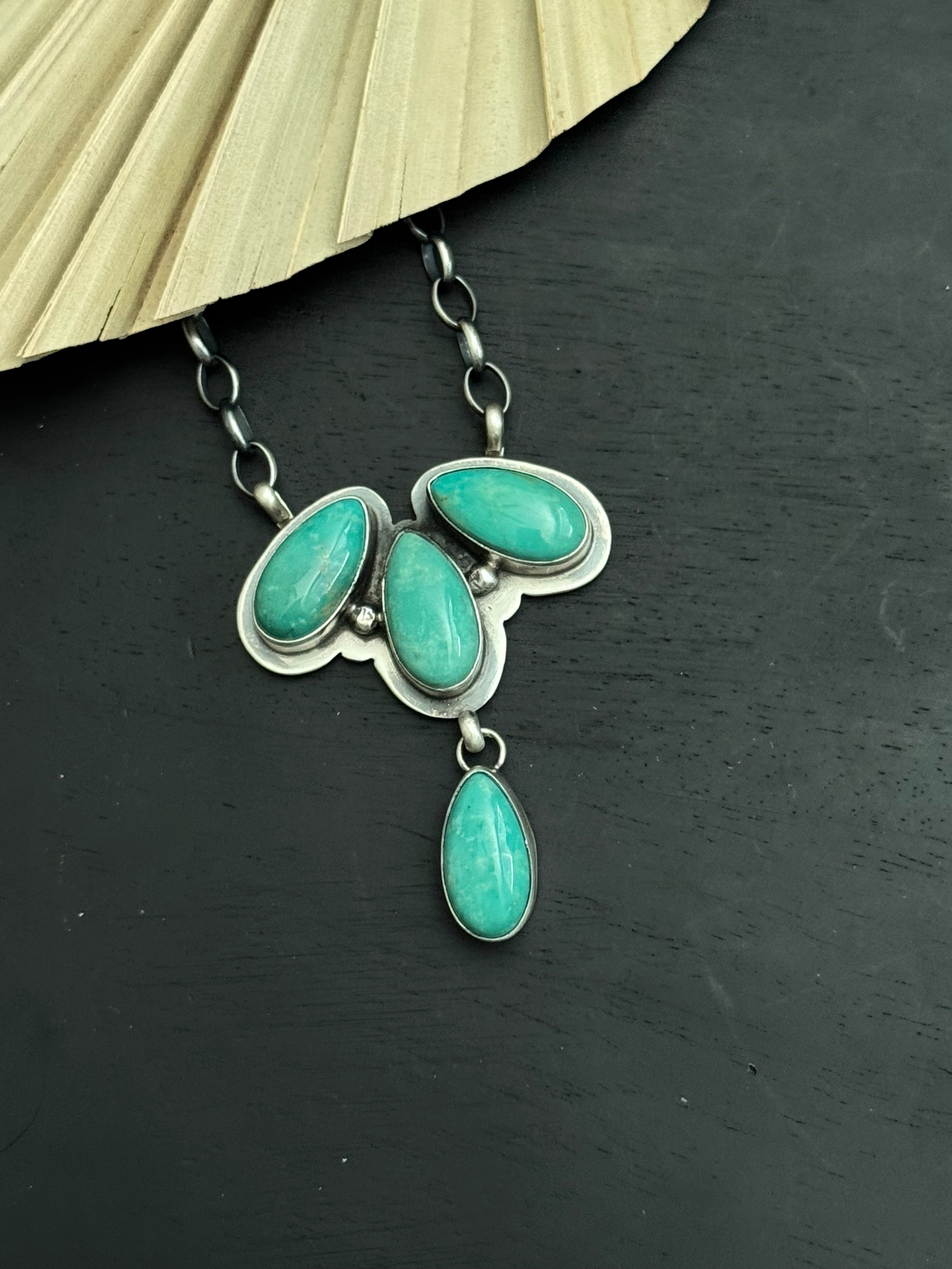Donovan Skeets Kingman Turquoise & Sterling Silver Cluster Necklace