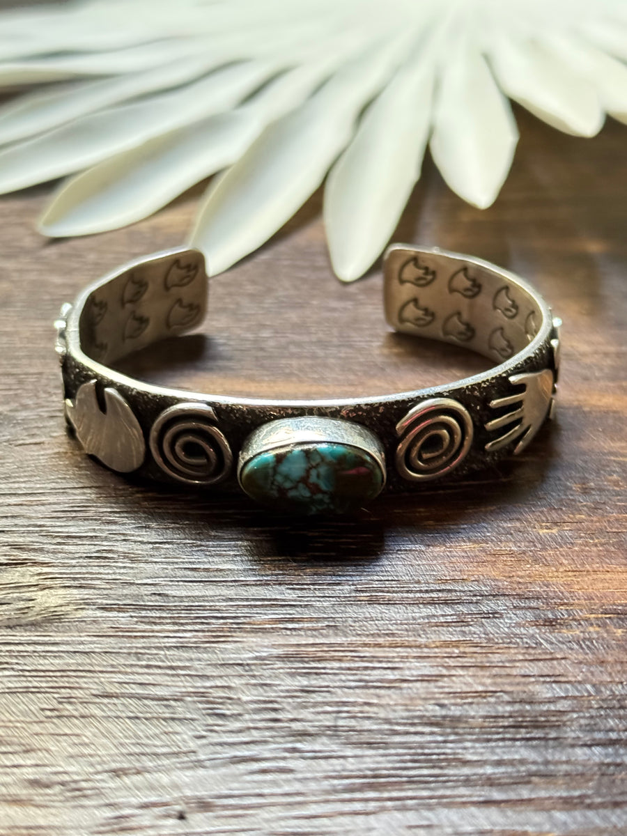 Alex Sanchez Birds Eye Kingman Turquoise & Sterling Silver Cuff Bracel